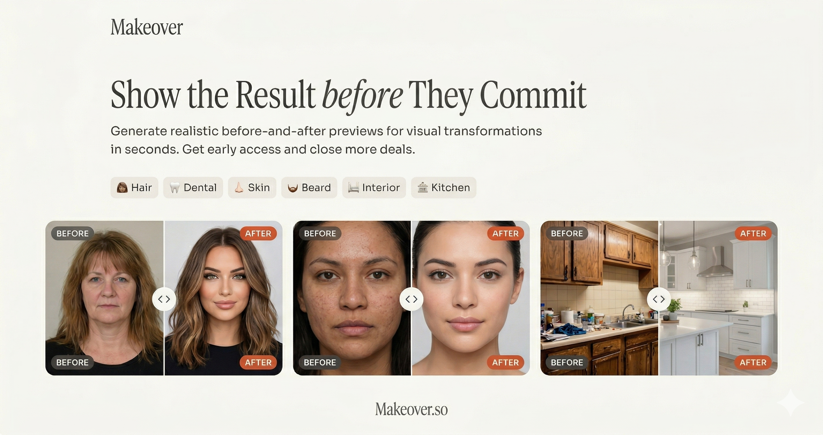 Makeover | AI Before-and-After Previews for Your Business